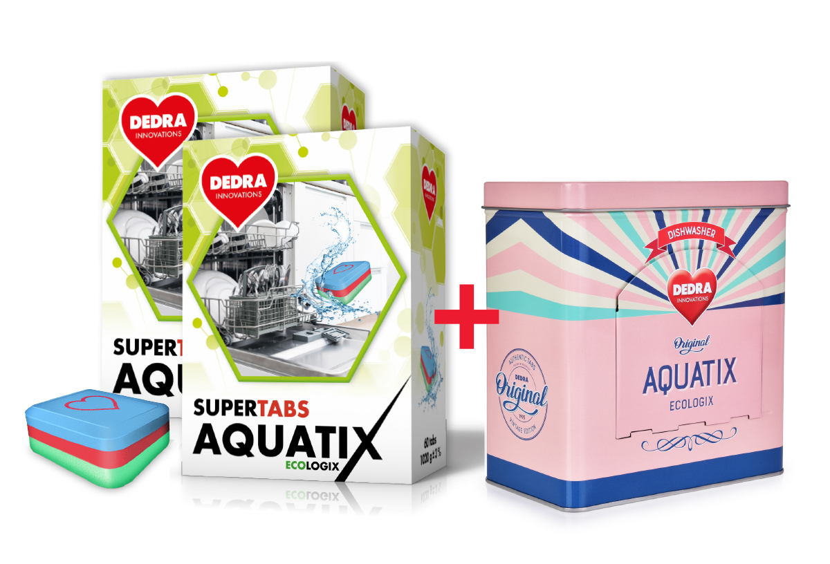 2× AQUATIX | tablety do myčky + dóza ZDARMA | 120 mytí - Vaše DEDRA ...