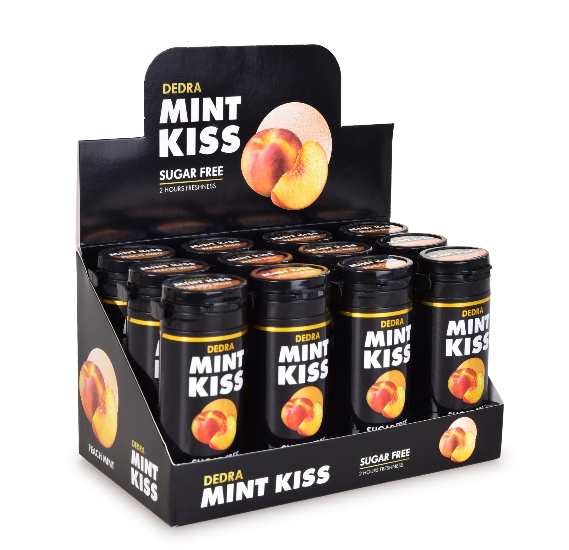 Sada 12 ks MINT KISS | broskvovo-mátové osvěžující pastilky bez cukru ...